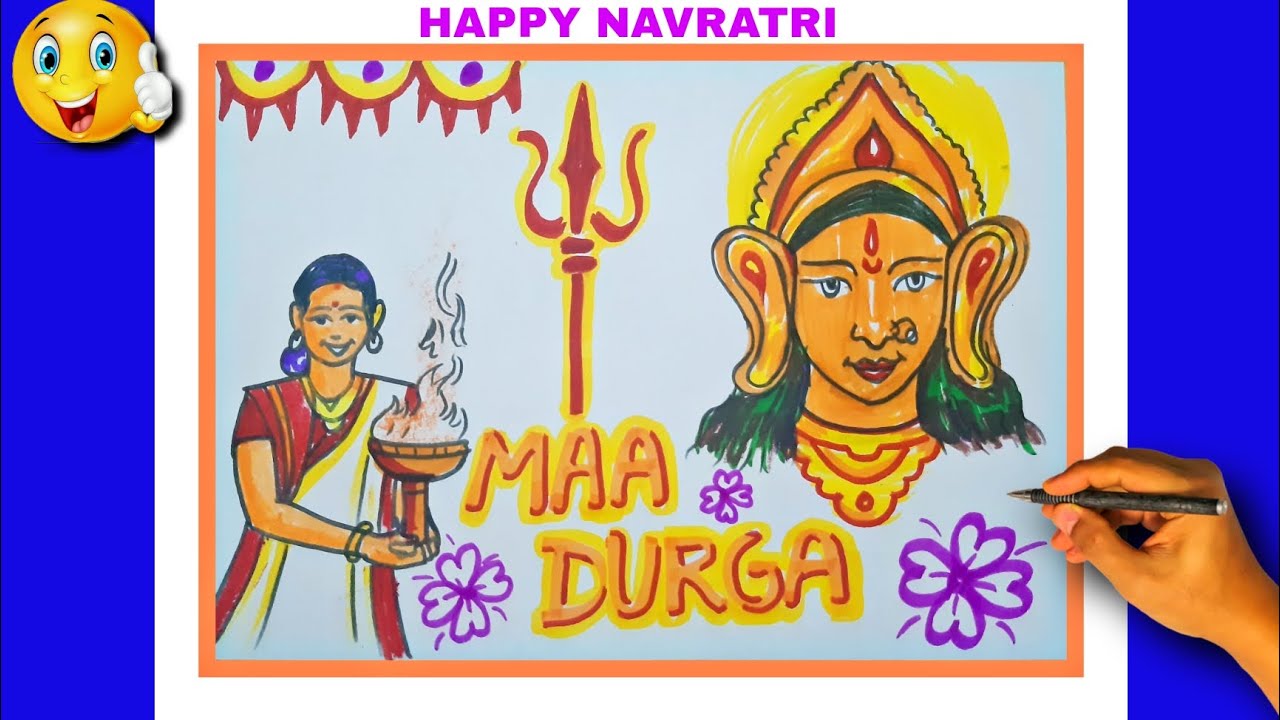 Navratri Drawing | Navratri Festival Drawing | Maa Durga Drawing ...