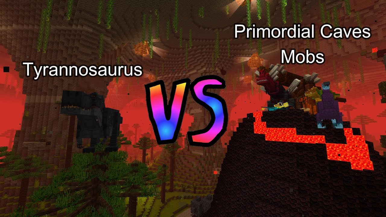 Tyrannosaurus (The Dawn Era) vs Primordial Caves Mobs | Minecraft Mob ...