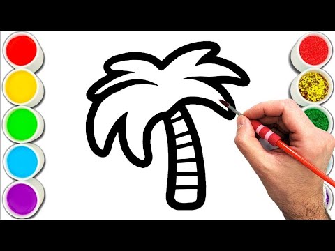 HOW TO DRAW A CUTE COCONUT TREE|| COCONUT DRAWING|| COCONUT TREE ...