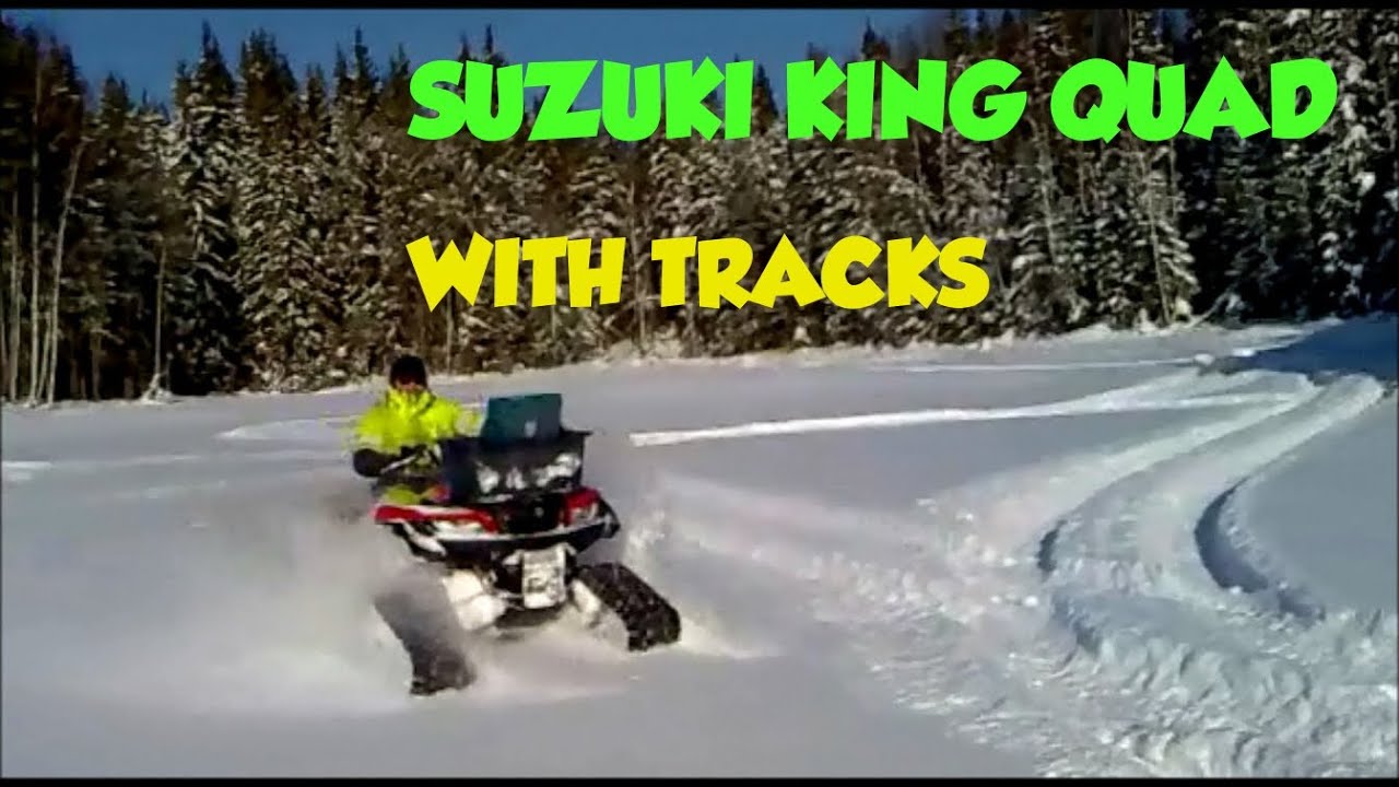 Suzuki King quad 500 4x4 ATV with Camoplast tatou 4s snow tracks kit ...