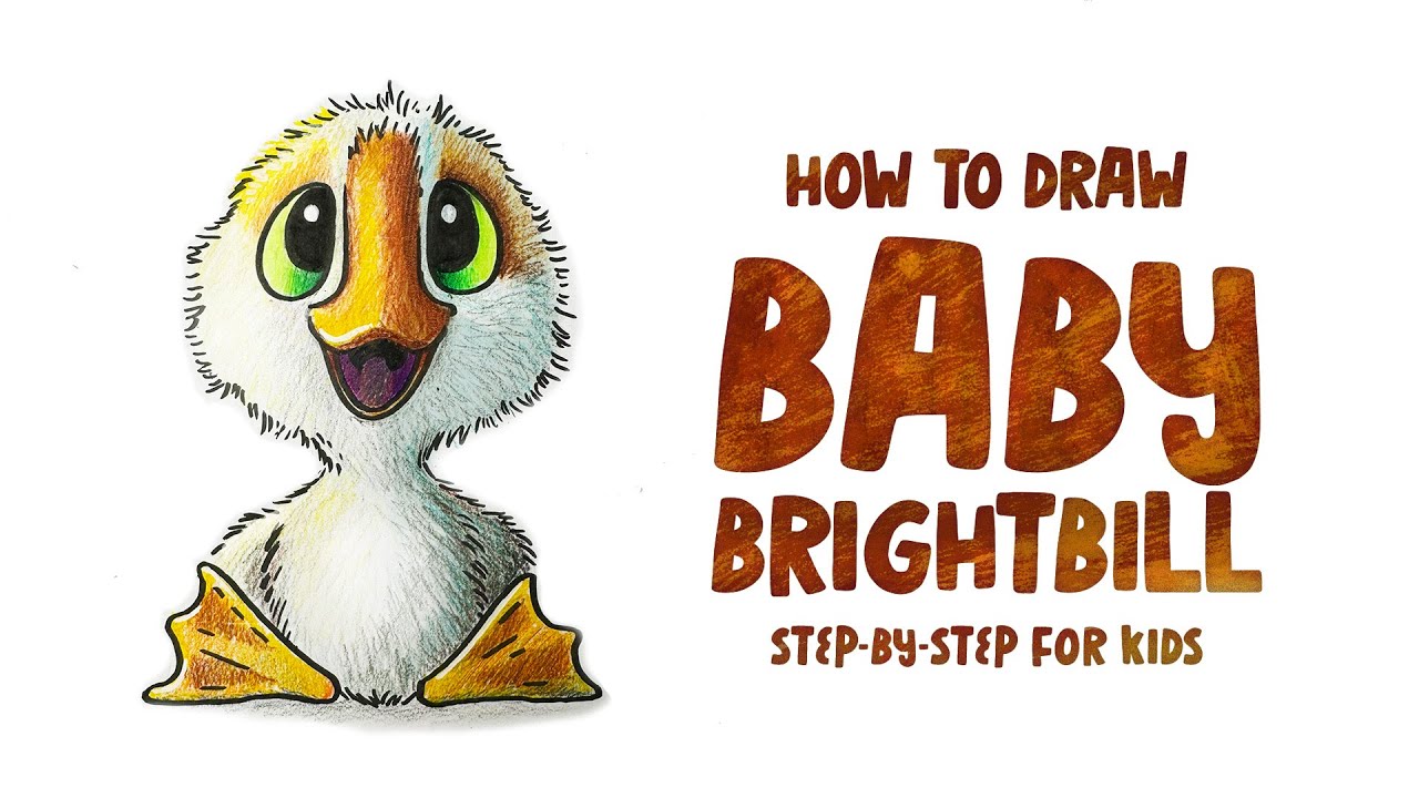 How To Draw Brightbill the Baby Goose From The Wild Robot | Step-By-Step Baby Bird Drawing for ...