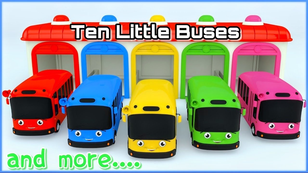 Ten little buses | Learn Colors with educational nursery rhymes for ...