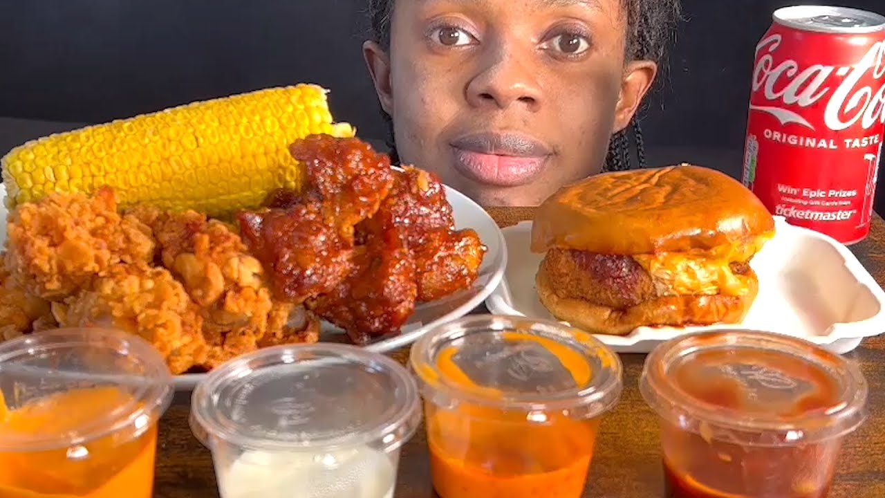 Asmr eating food videos on youtube crispy chicken mukbang (no talking ...