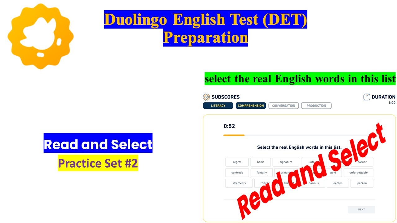 DET target 120+!!! Select the real English words in this list ...