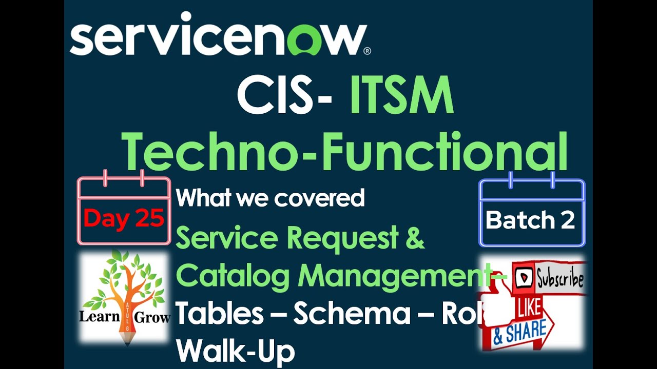 CIS - ITSM Batch 2 | Day 25 | Service Catalog & Request Management - Tables - Schema - Role ...