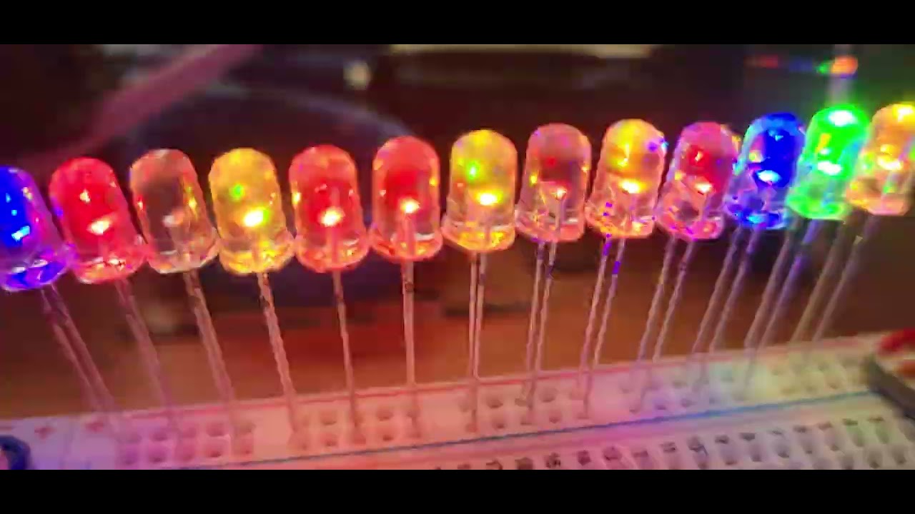 RGB leds on a breadboard - YouTube