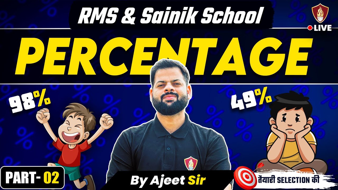 Percentage | Sainik School Maths | Class 6 AISSEE | RMS School Mathematics | Ajit Sir - YouTube