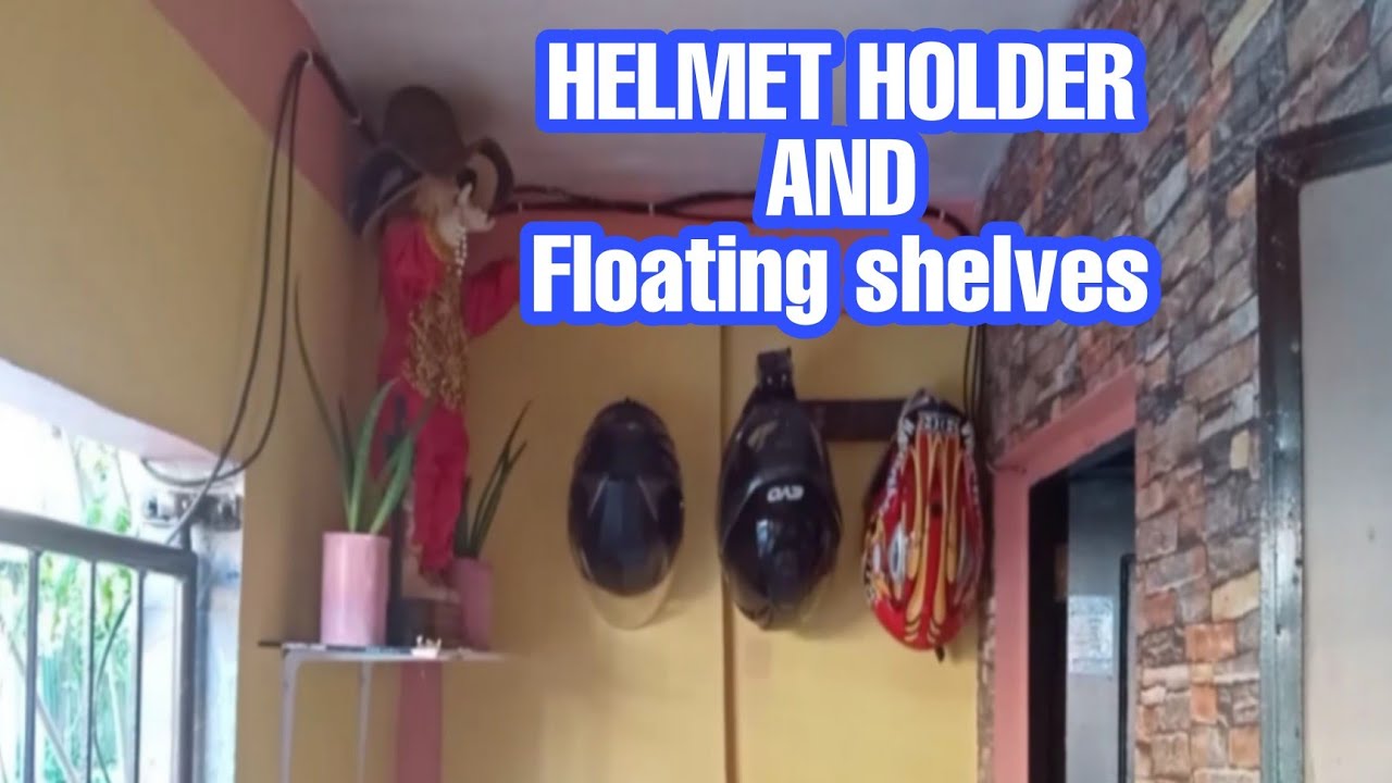 install helmet holder and Floating shelves - YouTube