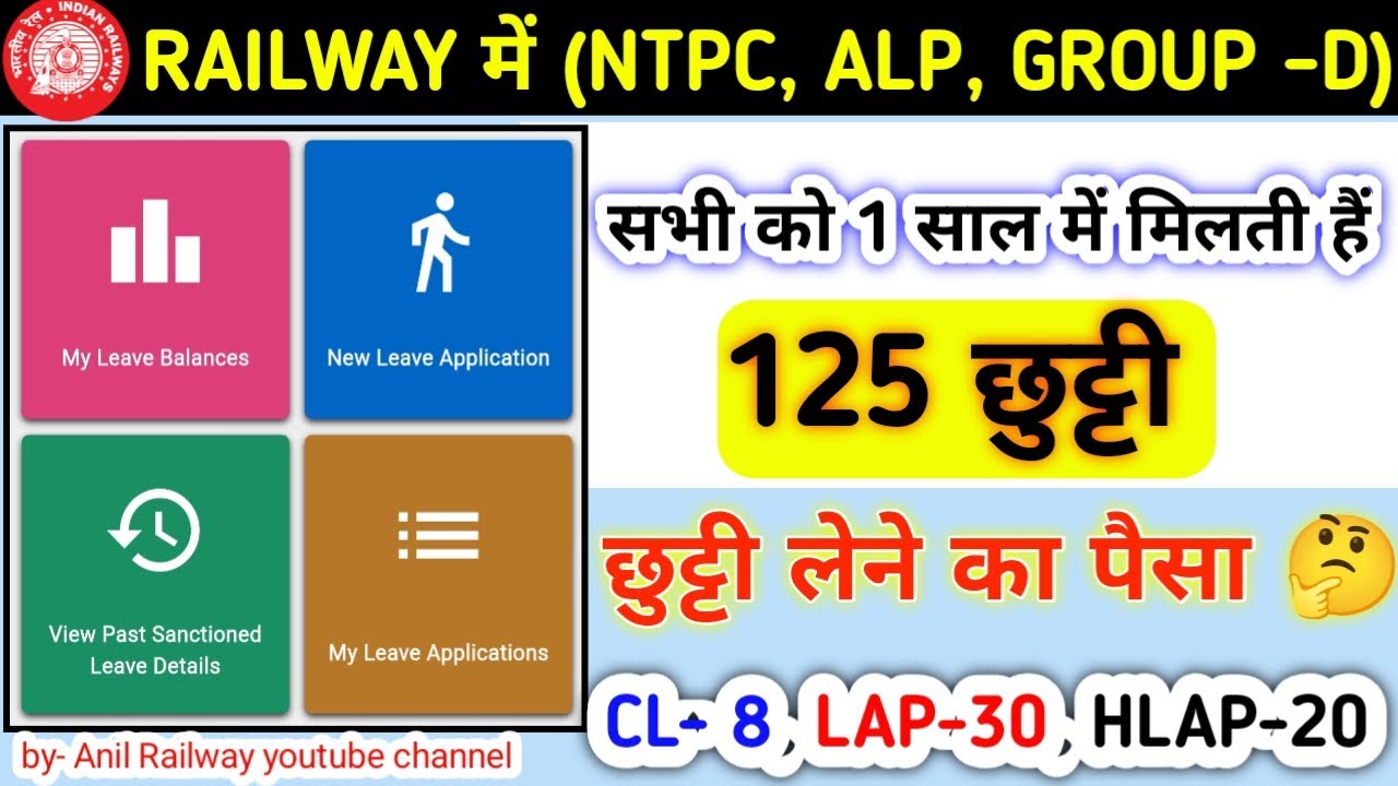 Railway के सभी कर्मचारी को 1 साल में कितनी छुट्टी मिलती है!😲(CL, LAP ...