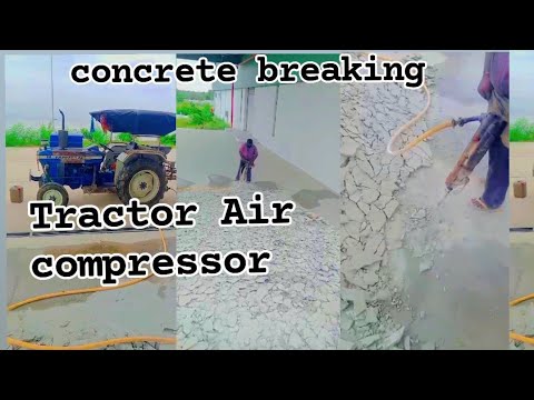 tractor air compressor cement RCC concrete breaking - YouTube