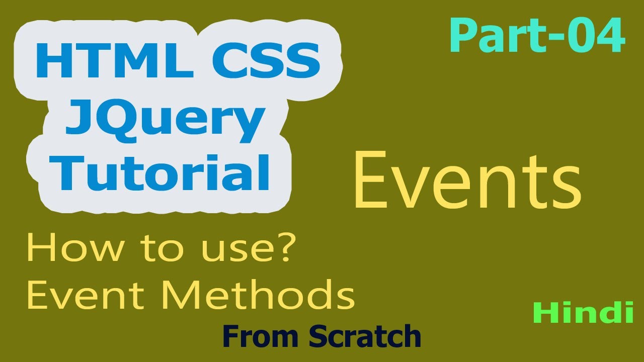 Jquery Tutorial Part-04 | Events | What are events? | How to use it on ...