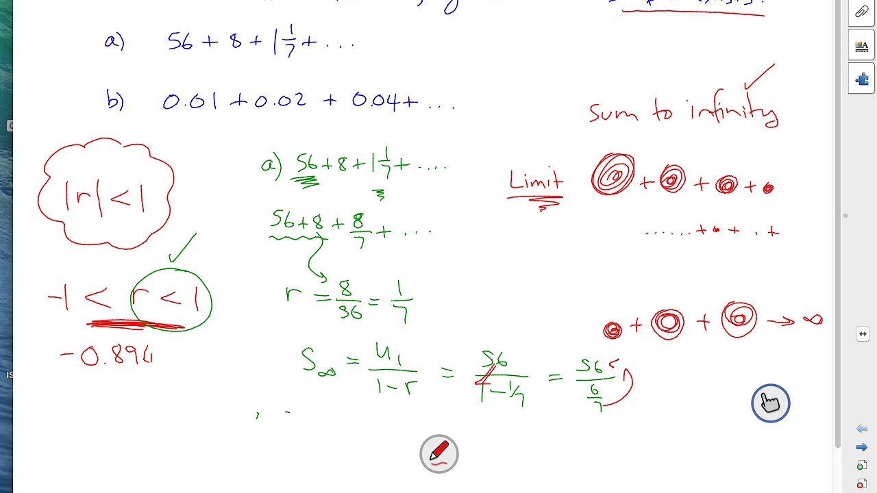 Finding the sum to infinity if it exists for a geometric series - YouTube