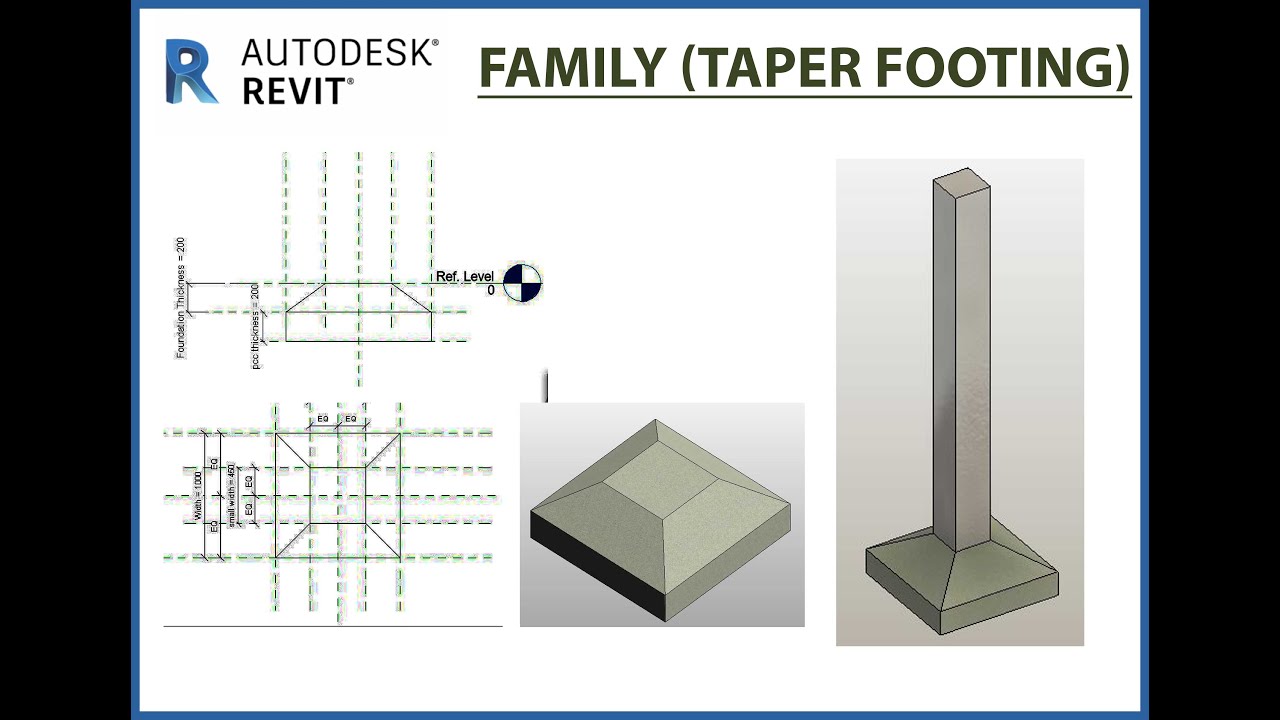 Taper footing family in revit - YouTube
