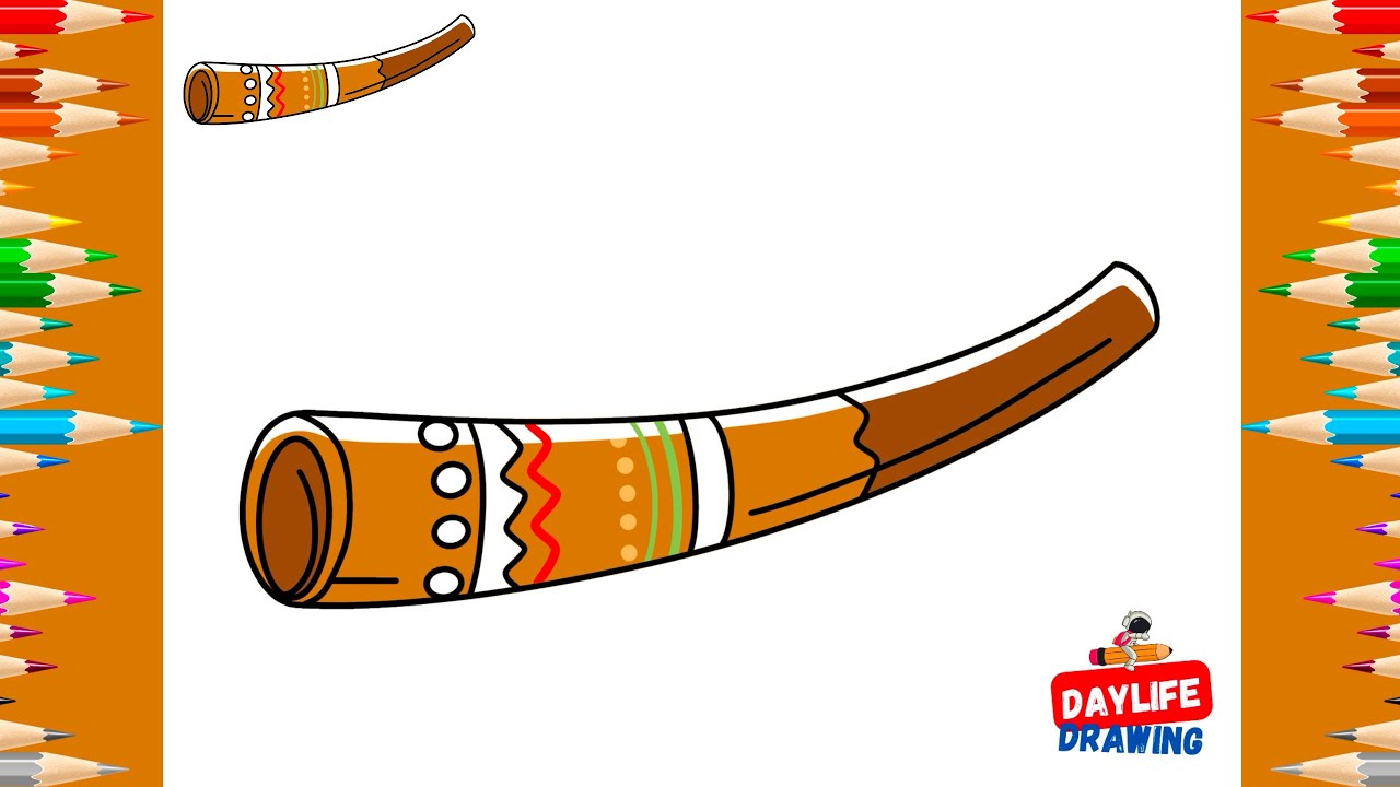 How to Draw a Didgeridoo | Musical Instruments Drawing Tutorial - YouTube