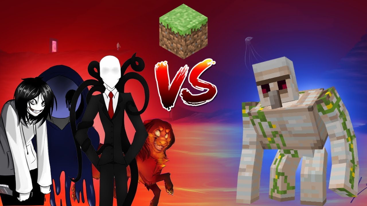 Creepypasta vs minecraft iron golem - YouTube