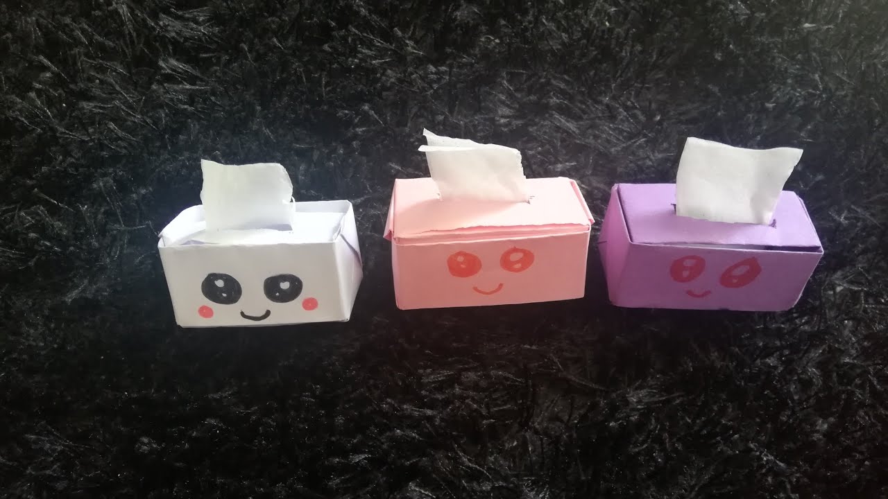 How to make an origami tissue paper box//DIY mini paper tissue box ...