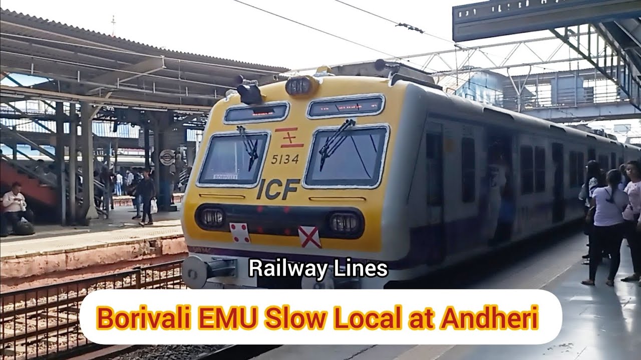 Mumbai Western Lines EMU Local Borivali Train at Andheri Station Rush # ...