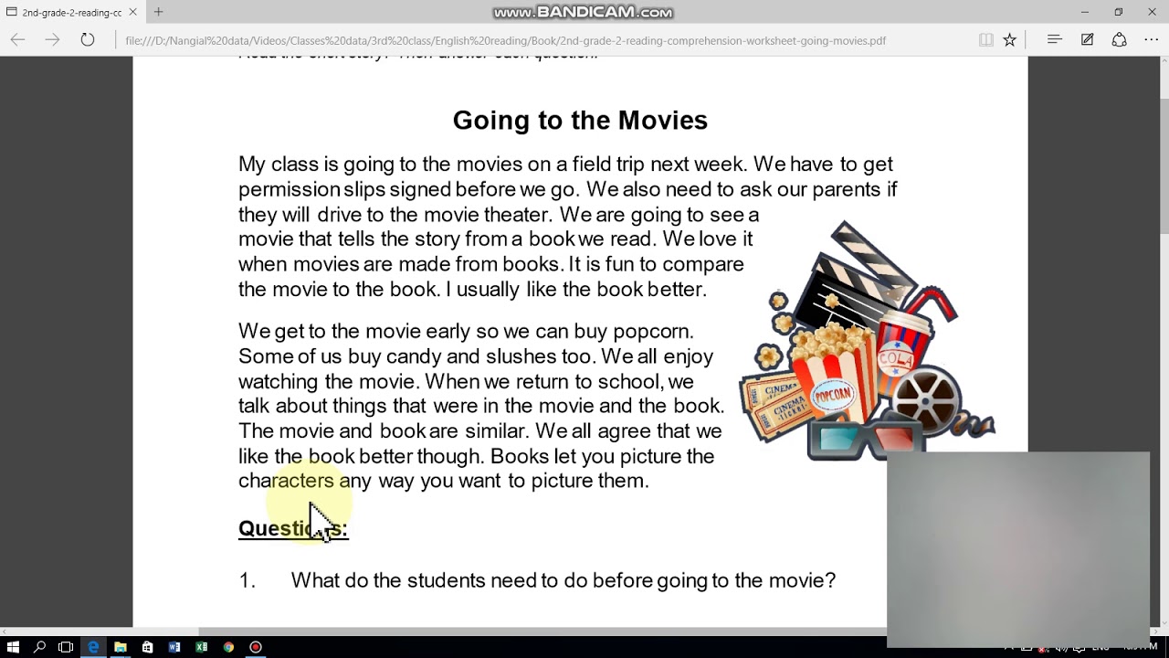 Class 3 lesson 1 Going to movies Paragraph 2 - YouTube
