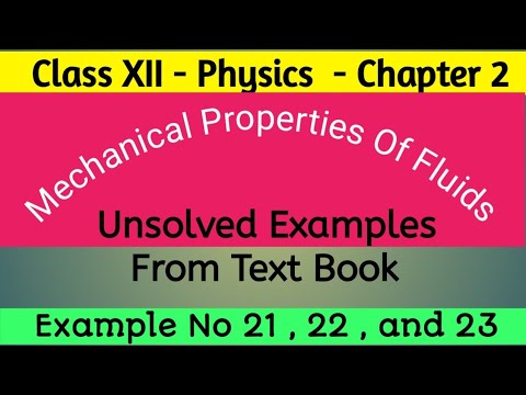 Class XII physics Chapter 2 Mechanical Properties of Fluids Numericals 21,22,23 - YouTube