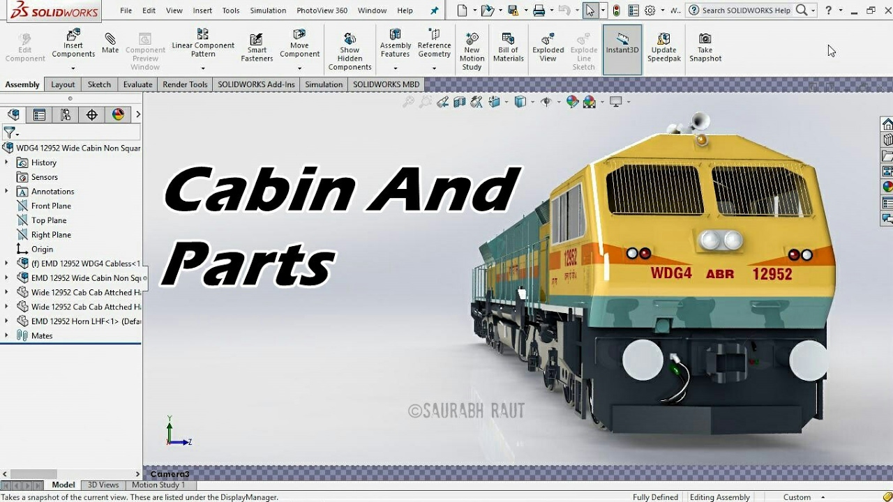 SolidWorks Train Modelling Tutorials - S01 E06: Cabin and Parts ...