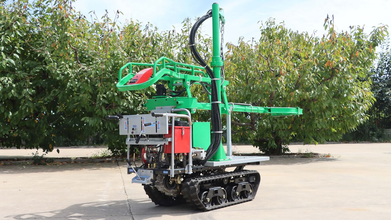 crawler self propelled type jujube tree shaker machine - YouTube