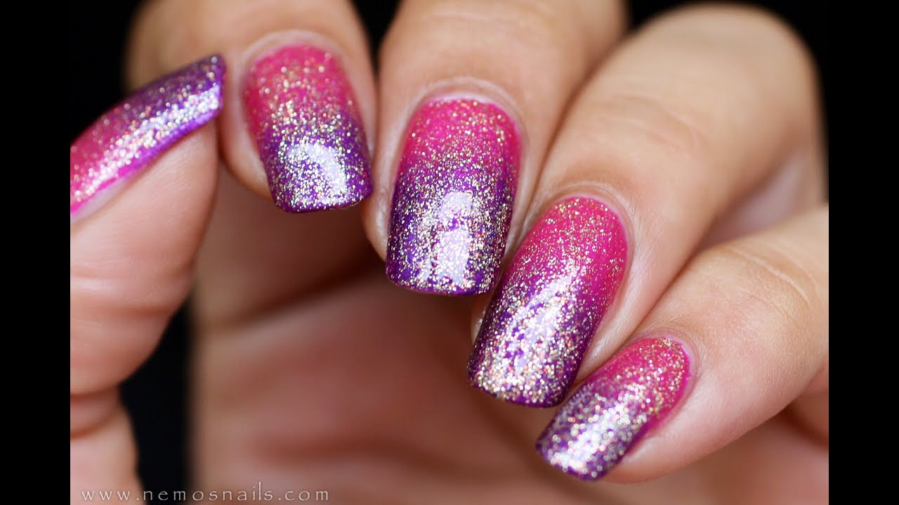 Pink and Purple Gradient nails - YouTube