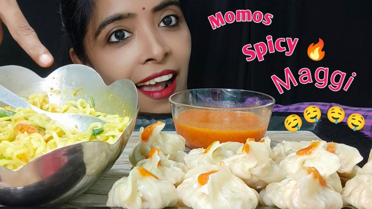 Maggi_Eating Spicy_Maggi Momos Spicy 🥵 Chatni|| Paneer_Momos Desi_styal ...