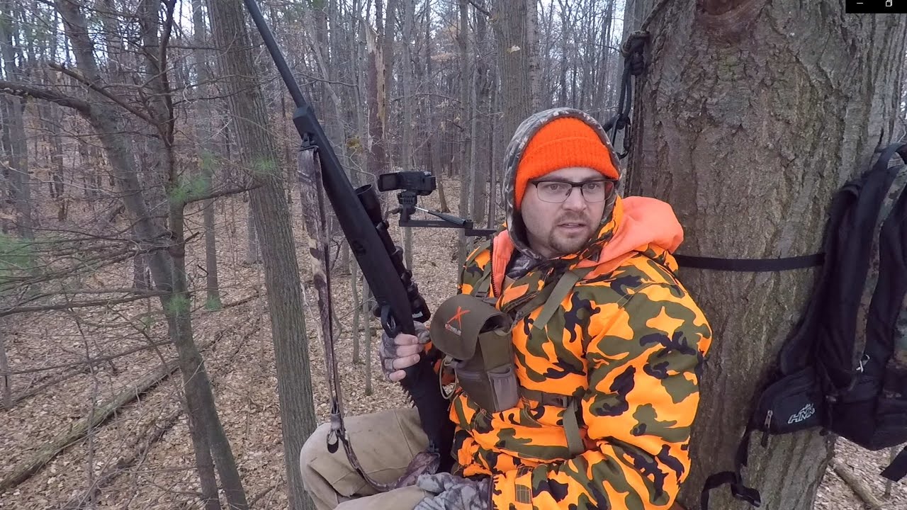 Michigan deer hunt from treestand - YouTube