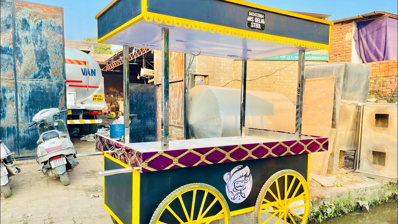 Steel thela | ms work | pani puri thela | new model 2022 | ms delhi ...