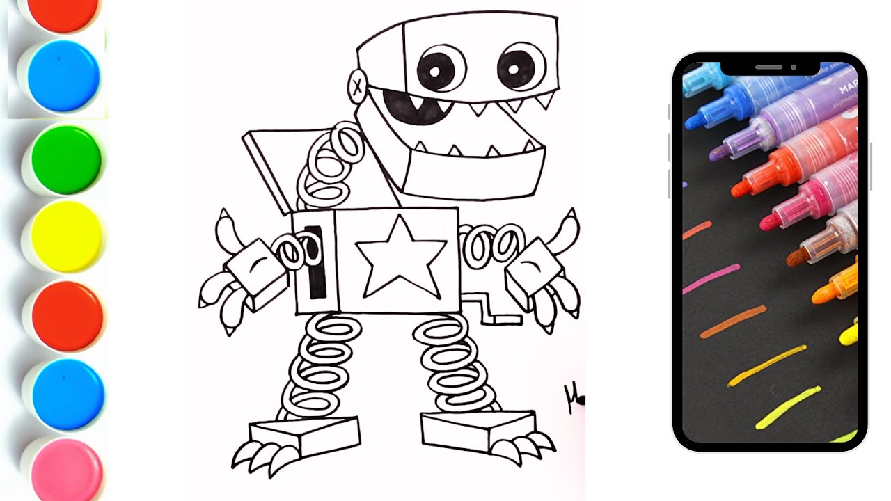 How to draw a Boxy Boo | Coloring and Painting Easy Drawing | With ...