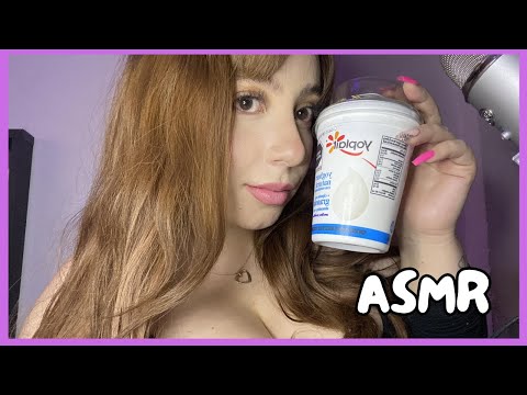 ASMR mukbang comiendo YOGURT cremoso - mouth sounds