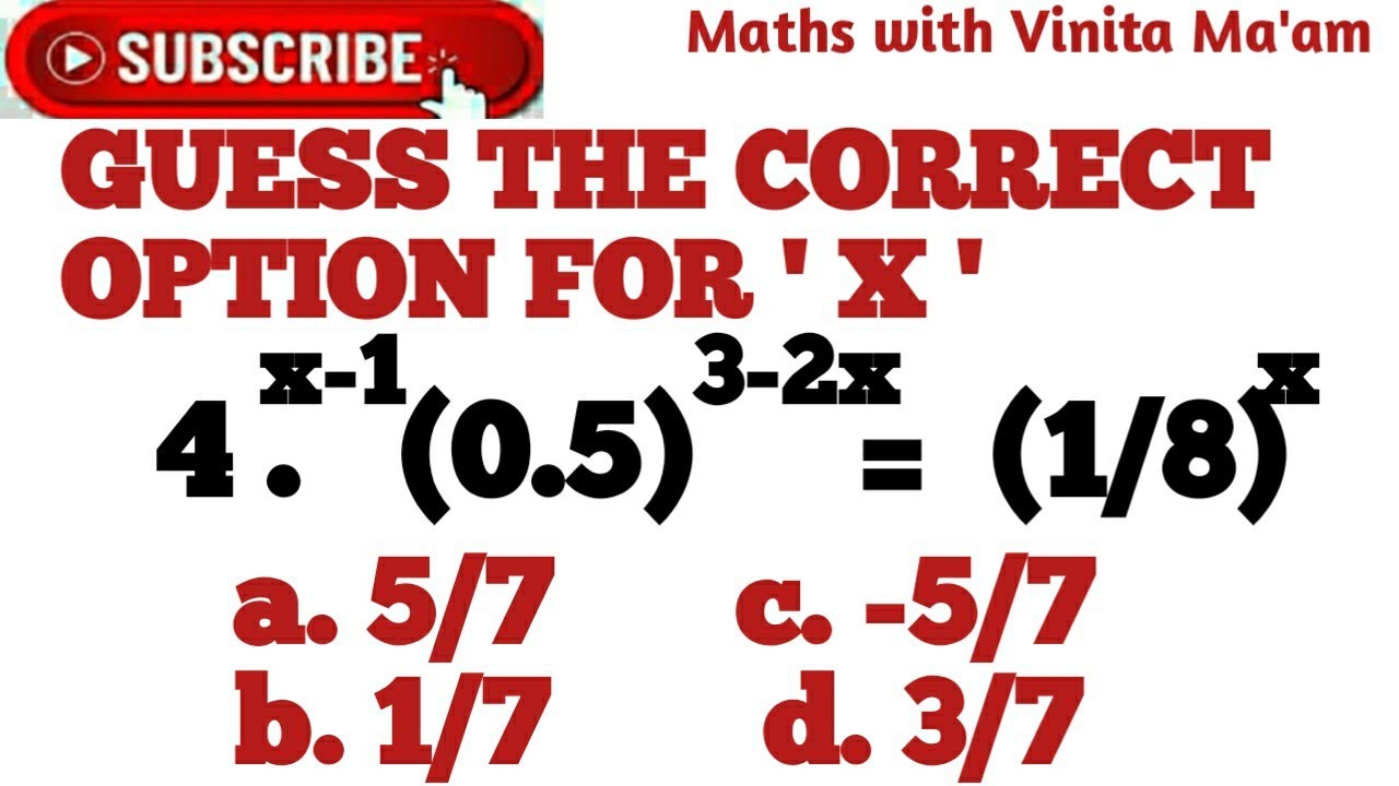 "Mastering Exponents: Solve Complex Equation 4^x - 1(0.5)^3 - 2x = (1/8)^x Step-by-Step!". - YouTube