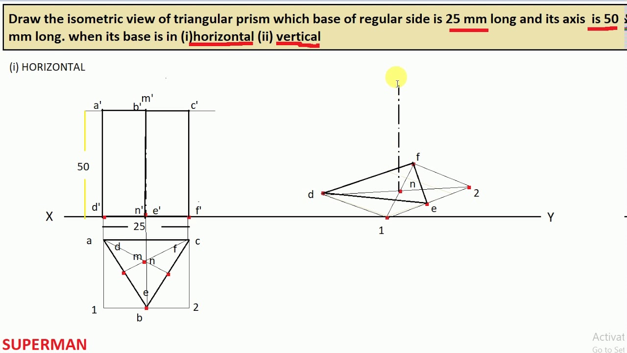isometric views of triangular prism in hindi - YouTube