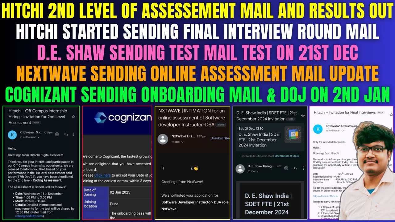 Hitachi Sending 2nd Level Test & F2F Interview Mail | Cognizant DOJ 2nd ...