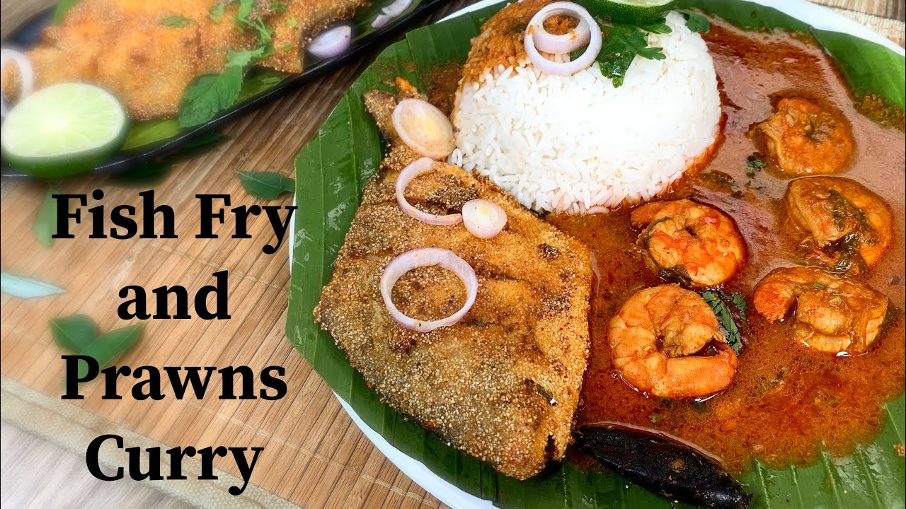 Pomfret Fry & Prawns Curry Recipe | Fish Fry and Prawns Curry | Pomfret ...