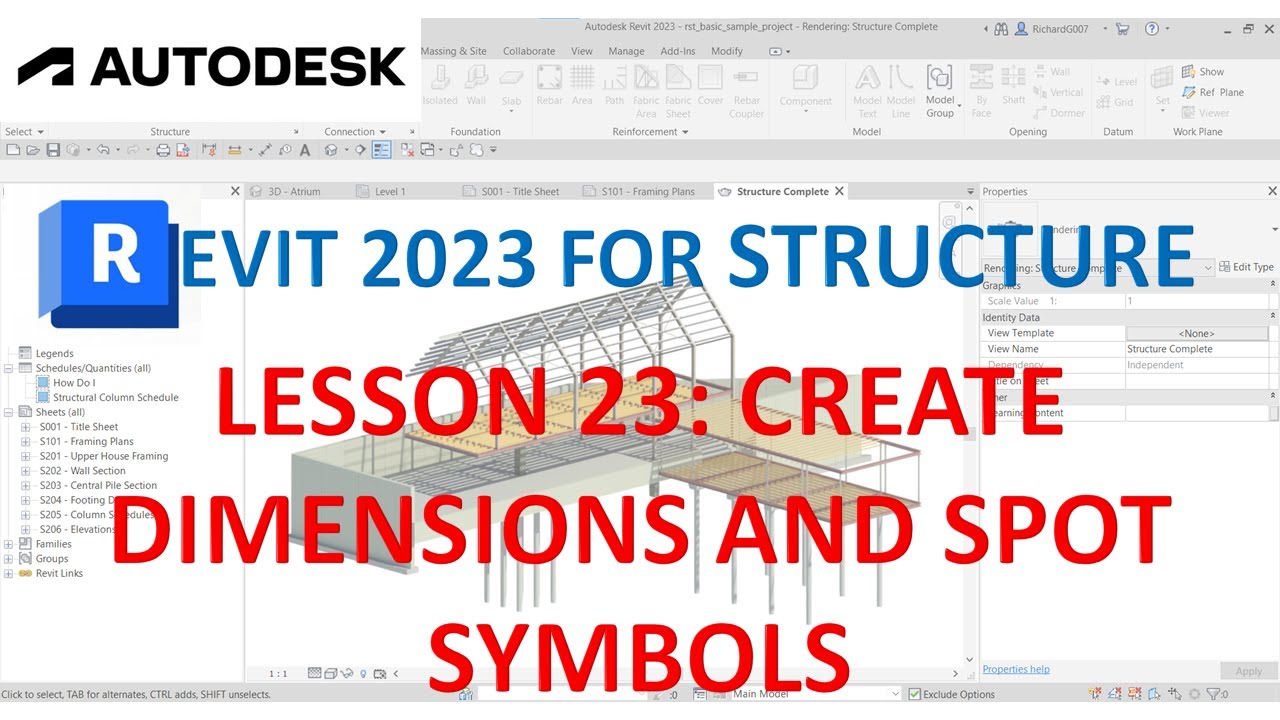 REVIT 2023 STRUCTURE: LESSON 23 - CREATE DIMENSIONS AND SPOT SYMBOLS ...