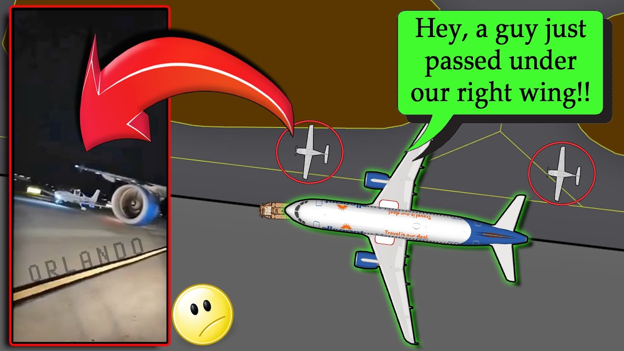 Cirrus PASSES UNDER AN A320 WING WHILE PUSHBACK at Orlando - YouTube