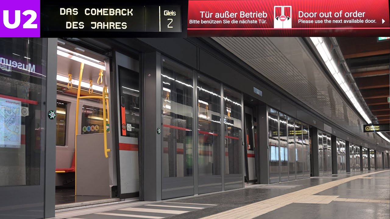 Linie U2 - 1. Betriebstag mit Bahnsteigtüren (U-Bahn Wien) - YouTube