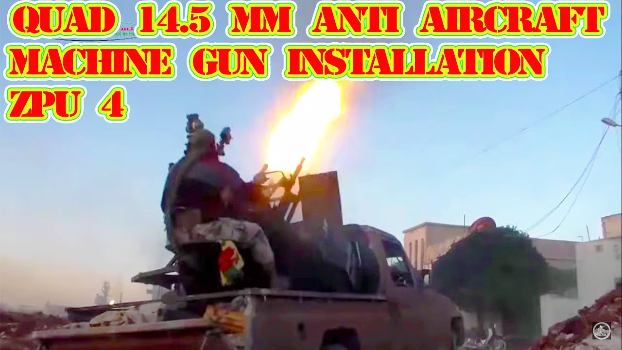 Quad 14.5 mm anti aircraft machine gun installation ZPU 4 on the basis ...