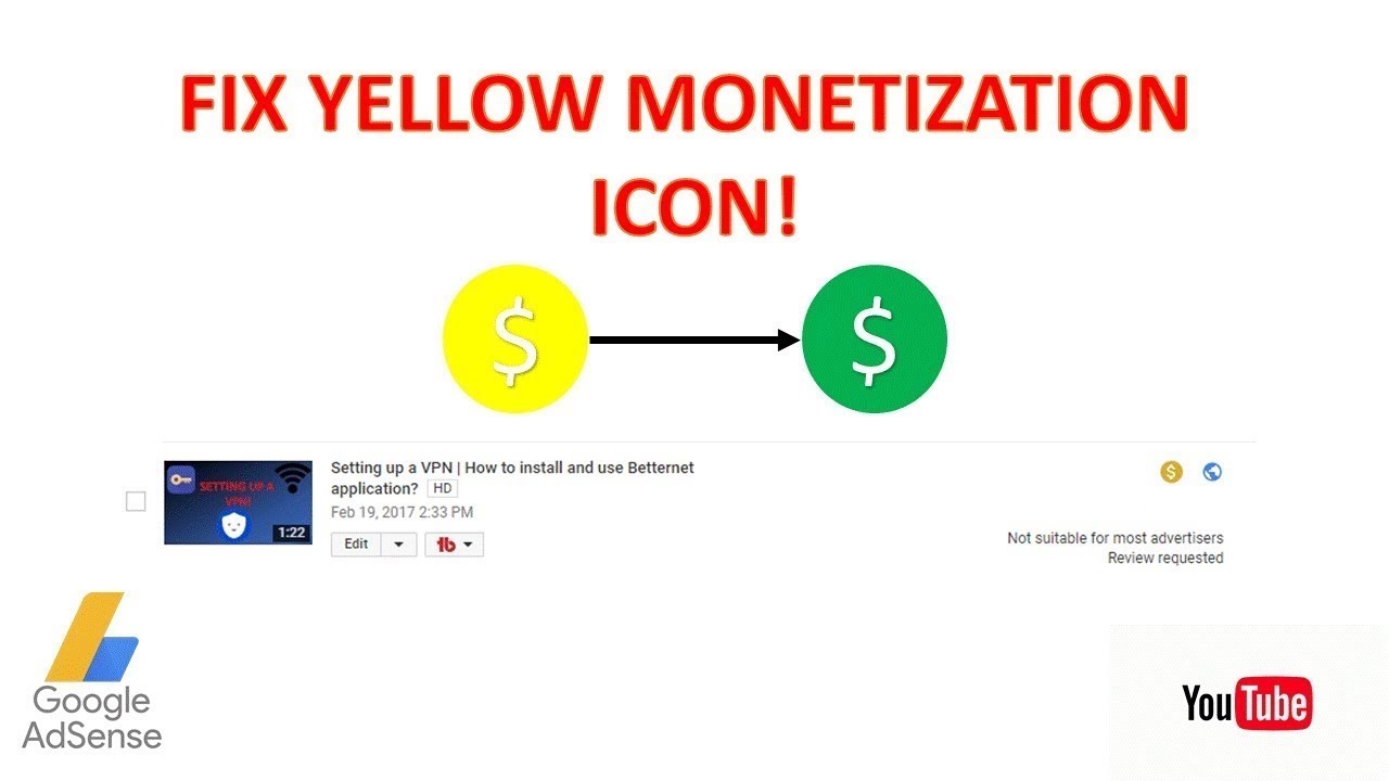 How To Fix Yellow Dollar YouTube Video Problem | Not Suitable for all ...