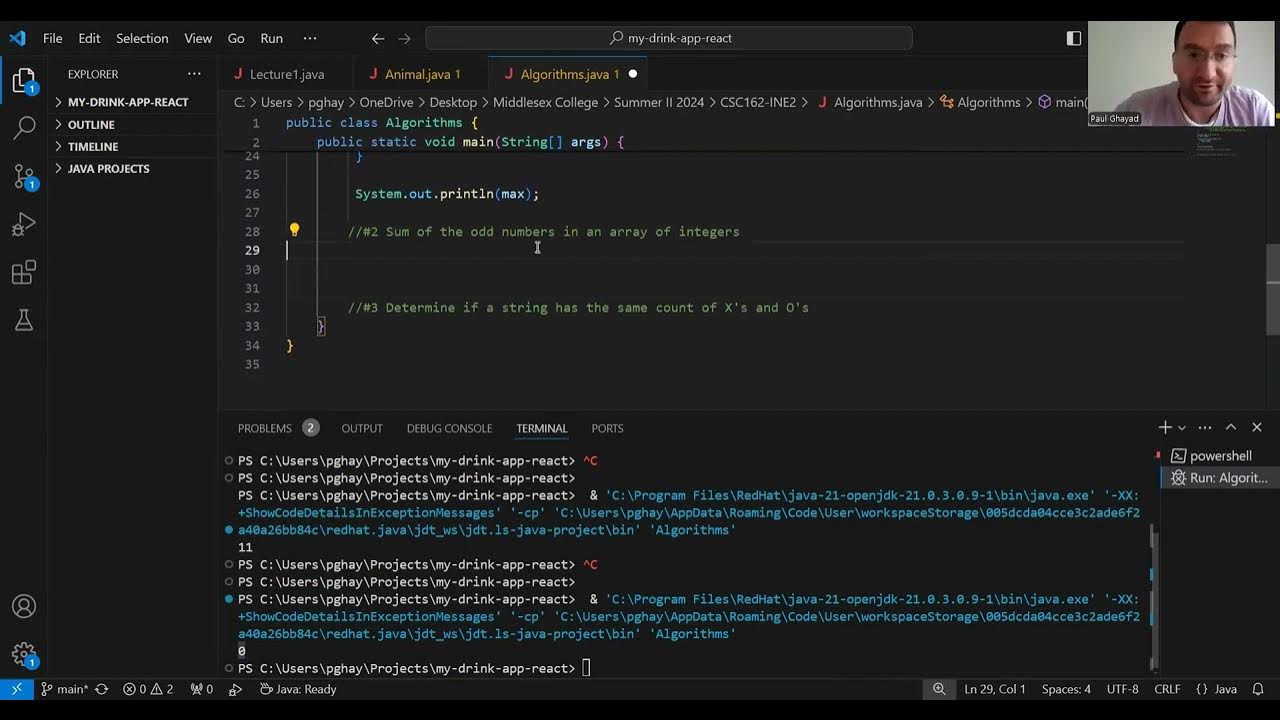 CSC162 Summer 2024 L3 - Java Algorithms - YouTube