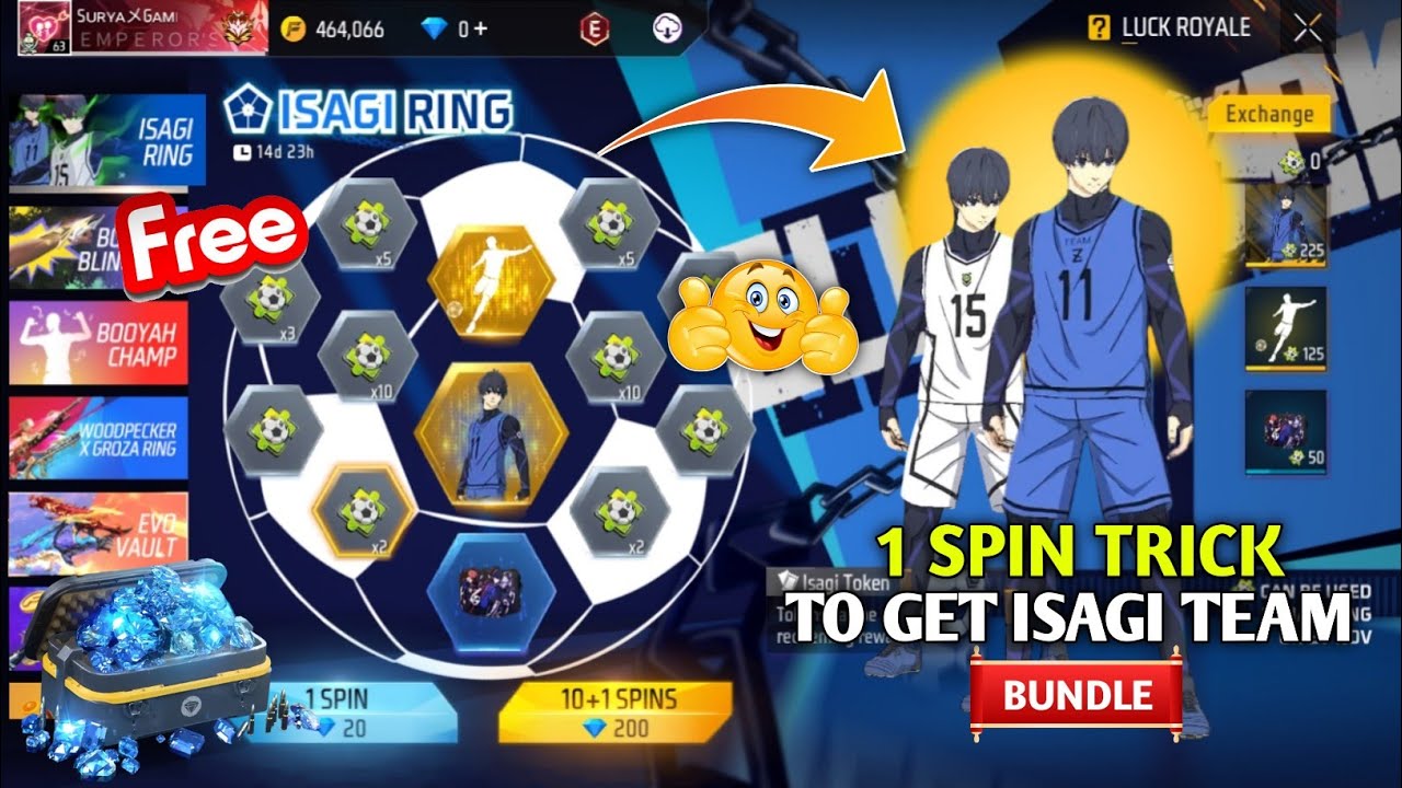 NEW ISAGI RING EVENT FREE FIRE |😱 ISAGI BUNDLE SPIN | FREE FIRE NEW ...