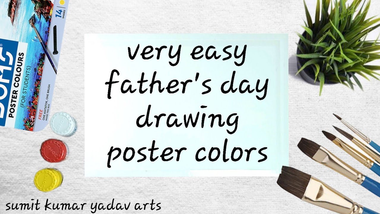 Father's day drawing / for beginners step by step / poster color / easy ...