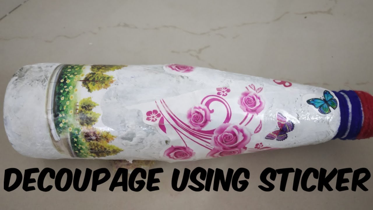 Diy Decoupage On Glass Bottle For Beginners // Diy Decoupage Tutorial ...