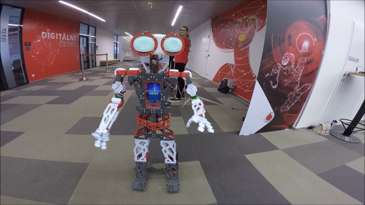 Vodafone event speaking and dancing robot, interactive transparent ...