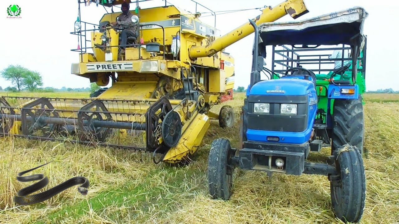 Preet Combine Harvester and Sonalika 60 Rx Tractor with Full Size ...