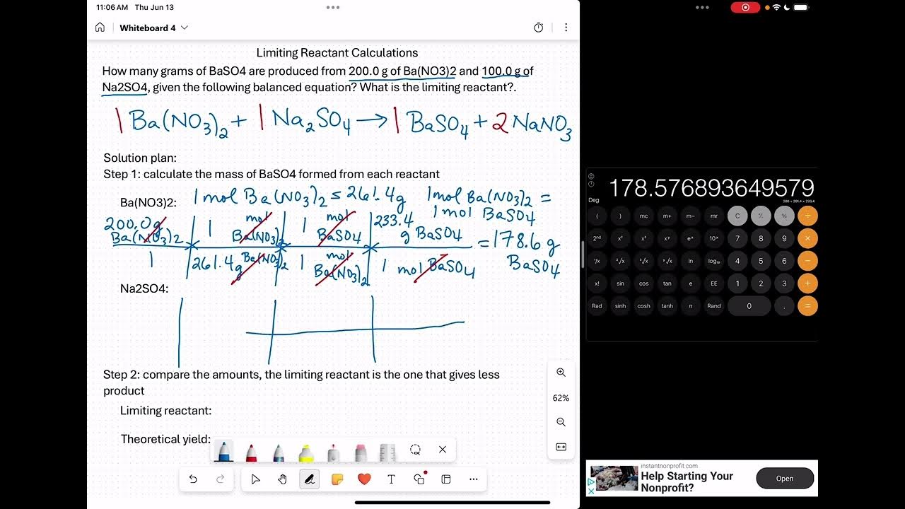 Limiting reactant and theoretical yield example problem - YouTube
