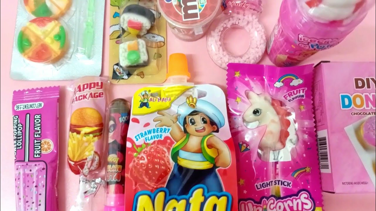 ASMR Satisfying Relaxing Candy. Unwrapping Sweet Pink Candies😋 And Many ...