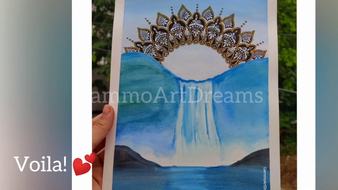 Water colour waterfall × sun mandala - YouTube