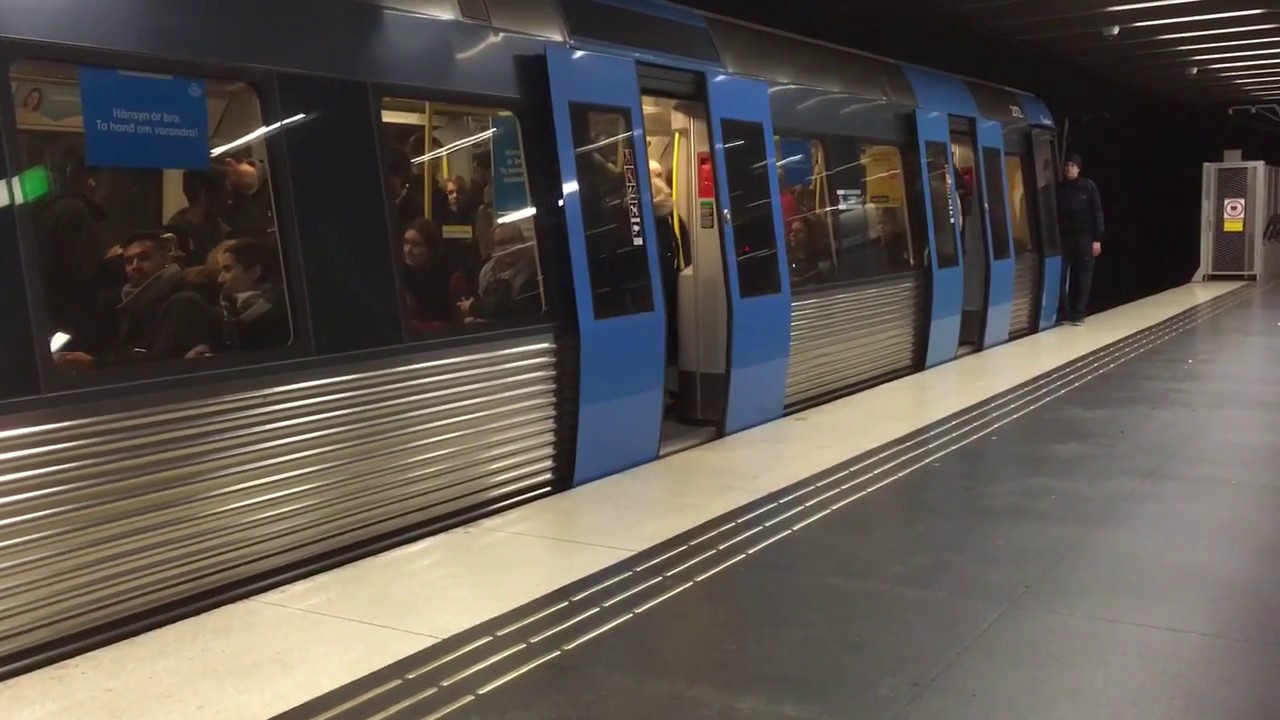 Triple SL C20 Trains Leaving Tekniska Högskolan in Stockholm Sweden ...